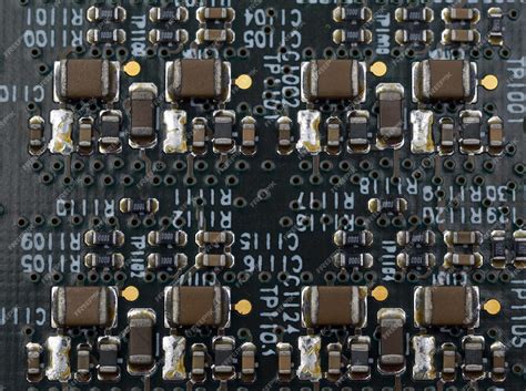 Premium Photo A Film Resistors And Capacitor Solder On A Electronic Board