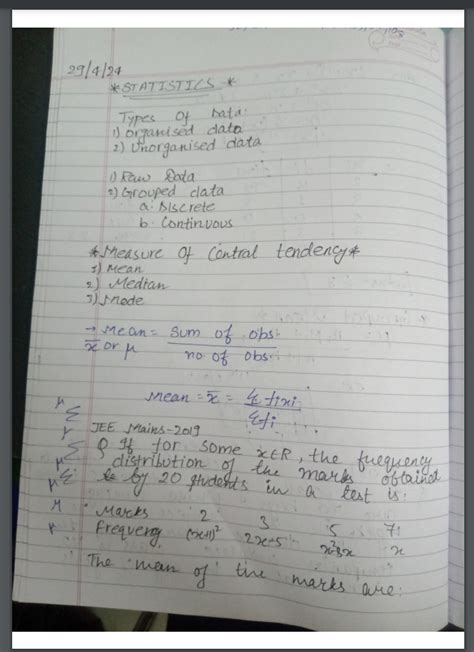 Statistics For Jee Mains And Advanced Handwritten Notes PDF Shop Handwritten Notes SHN