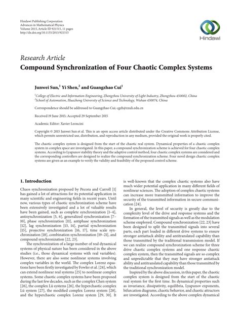 pdf compound synchronization of four chaotic complex systems