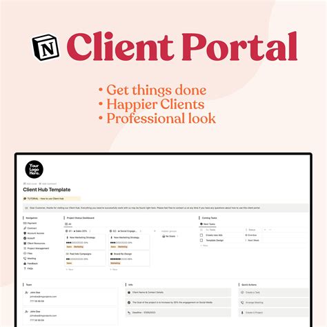 notion client planner notion template client portal notion client dashboard notion client