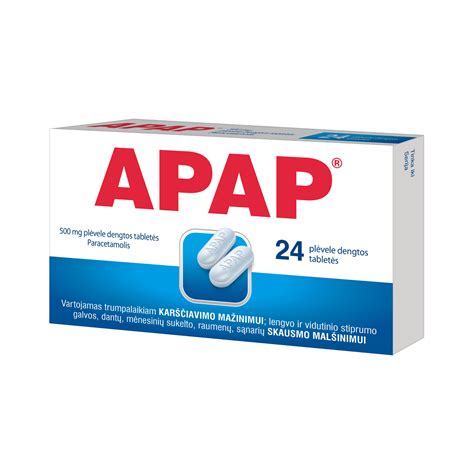 Apap 500 Mg Plėvele Dengtos Tabletės N24 Kainos Nuo 315 € Kaina24lt