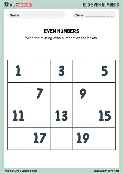 Odd Even Numbers Worksheet Free Pdf A To Z Worksheet