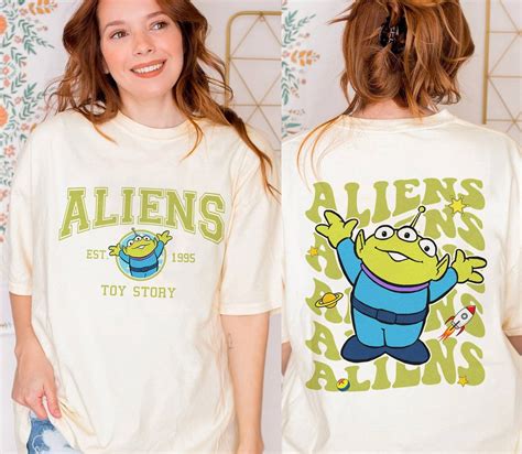 Disney Toy Story Pixar Characters Groups 2 Sided Shirt Toy Story Aliens Shirt Toystory Land