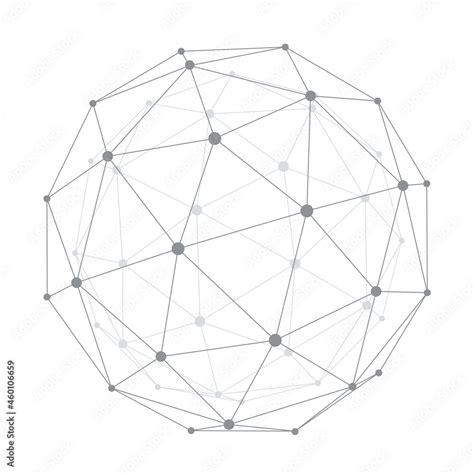Abstract Transparent Wireframe Triangulated Sphere Low Poly Spherical Object With Gray