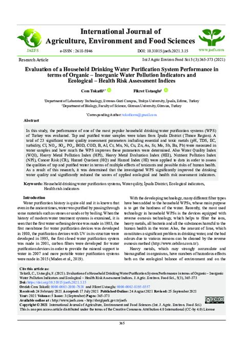 Pdf Evaluation Of A Household Drinking Water Purification System