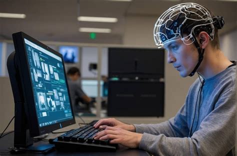 Premium Photo Futuristic Neural Interface Experiment