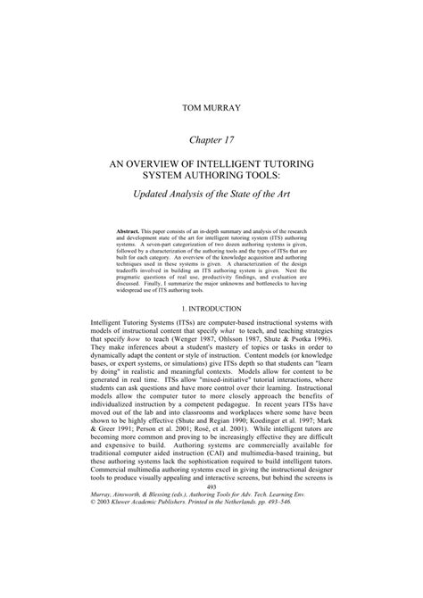 Pdf Intelligent Tutoring System Authoring Tools