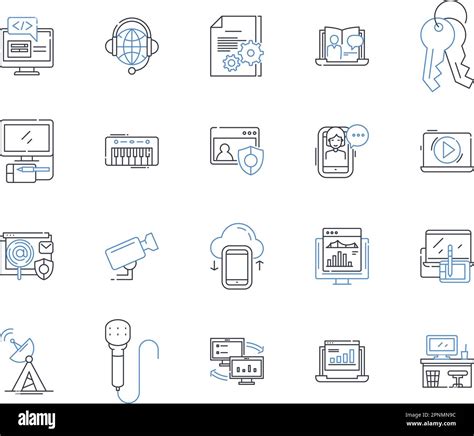 Electronic Compnts Industry Line Icons Collection Silicon Transistor Capacitor Resistor