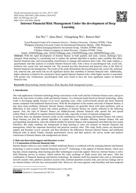 Pdf Internet Financial Risk Management Under The Development Of Deep Learning