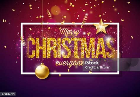 벡터 인쇄 술과 휴가 요소와 빛나는 밝은 배경에 메리 크리스마스 일러스트 컷아웃 종이 별 색종이 뱀 및 공 겨울에 대한 스톡 벡터 아트 및 기타 이미지 Istock