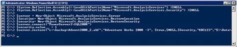 restore analysis services database using windows powershell and sql