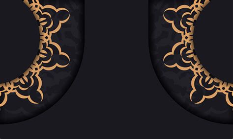 빈티지 패턴엽서 디자인 고급 장식품과 로고를 위한 장소가 있는 블랙 배너 템플릿 0명에 대한 스톡 벡터 아트 및 기타 이미지