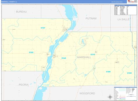 Marshall County Il Zip Code Wall Map Basic Style By Marketmaps Mapsales