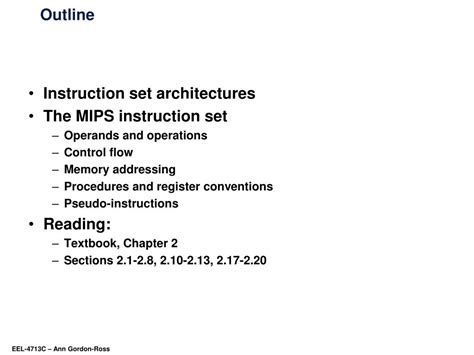 Ppt Eel 4713c Computer Architecture Instruction Set Architectures