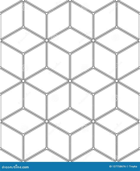 Seamless Op Art Geometric Pattern 3d Illusion White Isometric Background And Texture Stock