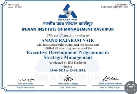 I Am Proud To Successfully Complete Edp In Strategic Management From Iim Anand Naik 14 Comments