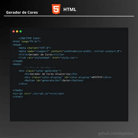 Mini Projeto Gerador De Cores Ryan Silva Html Css Javascript Dio