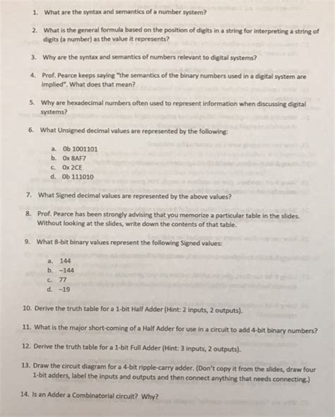Solved 1 What Are The Syntax And Semantics Of A Number