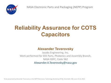 Pdf Reliability Assurance For Cots Capacitors