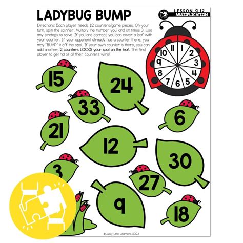 Lucky To Learn Math Lesson 912 Multiplication Collaboration Ladybug Bump Lucky Little