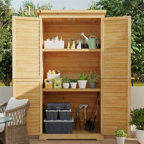 Aiho Outdoor Storage Cabinet With 3 Shelves With Double Lockable Door
