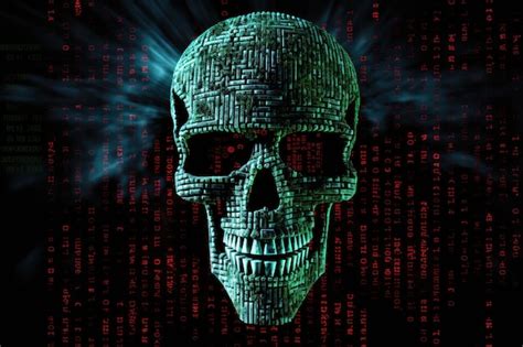 Premium Ai Image Computer Virus Malware Attack Represented By A Skull