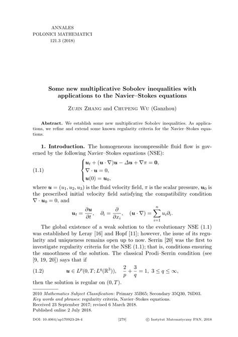 Pdf Some New Multiplicative Sobolev Inequalities With Applications To