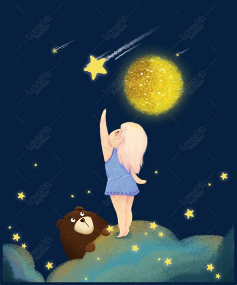 부드러운 소녀와 곰 꿈 테마 일러스트 Png 일러스트 무료 다운로드 Lovepik