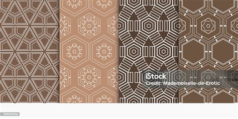 형상 완벽 한 패턴의 집합입니다 모양은 삼각형 육각형입니다 벡터 일러스트 레이 션 현대적인 장식입니다 브라운 색상 갈색에 대한 스톡 벡터 아트 및 기타 이미지 Istock