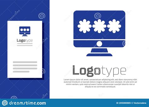 Blue Monitor With Password Notification Icon Isolated On White Background Security Personal