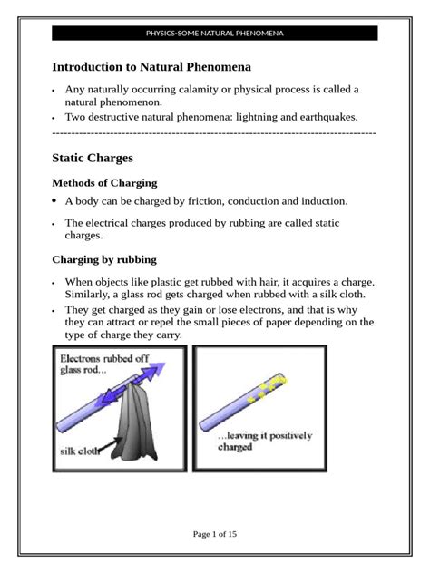 Physics Some Natural Phenomena Pdf Electric Charge Lightning