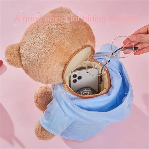봉제 곰 숨겨진 금고 보관 가방 돈 보석 상자 어린이 장난감 창의적인 선물 비밀 상자 인형 곰 30cm 1 개
