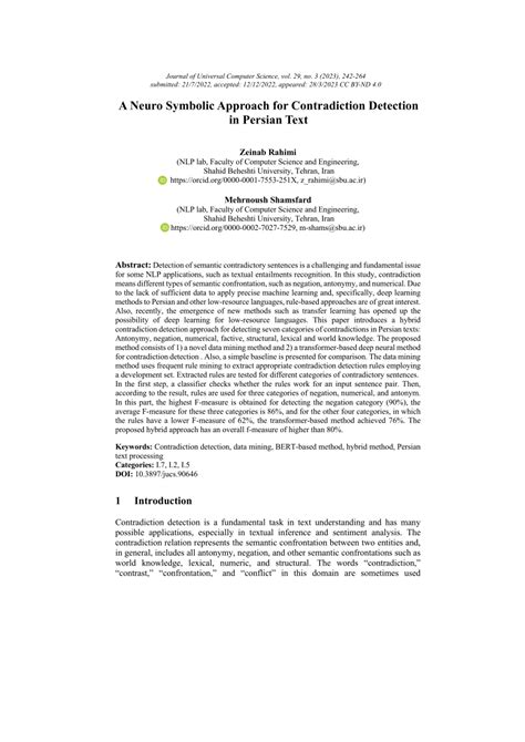 pdf a neuro symbolic approach for contradiction detection in persian text