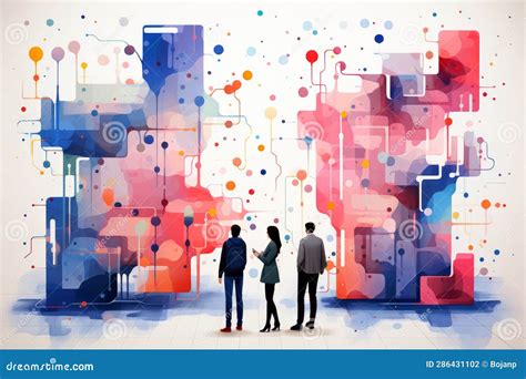 Risograph Artwork Blending Geometric Shapes Like Circles Squares And Triangles With A Group Of