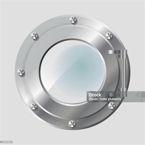 Реалистичная Иллюстрация Металлического Иллюминатора Различной Формы На