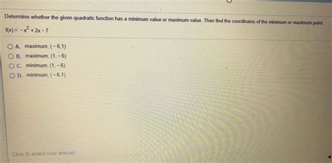 Solved Determine Whether The Given Quadratic Function Has A