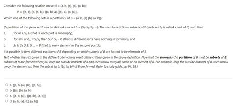 Solved Consider The Following Relation On Set B A B Chegg Com