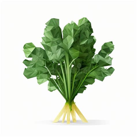 Low Poly Style Parsnip Greens On White Background Image Stock