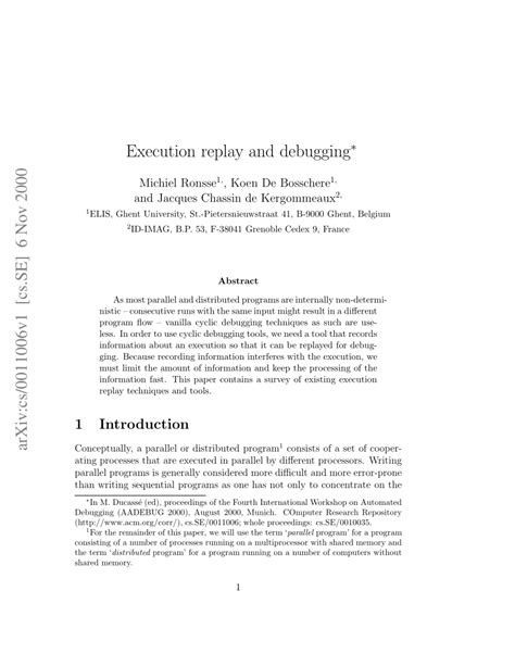 Pdf Execution Replay And Debugging