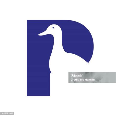 편지 P 부정적인 공간 개념 벡터 템플릿에 초기 오리 로고 가금류에 대한 스톡 벡터 아트 및 기타 이미지 가금류 거위 새 깃털 Istock