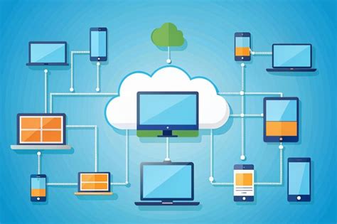 Efficient Data Storage Concept Illustration Of Computer Mobile Devices Connected To Various