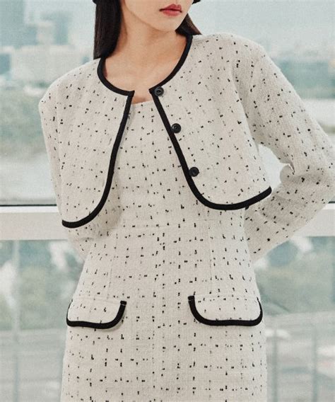 로맨틱크라운 퓨어 트위드 드레스화이트 위시버킷