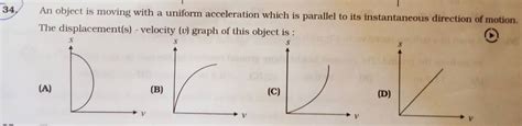 An Object Is Moving With A Uniform Acceleration Which Is Parallel To Its