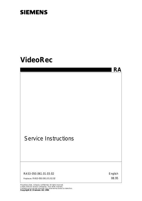 Siemens Videorec Service Instructions