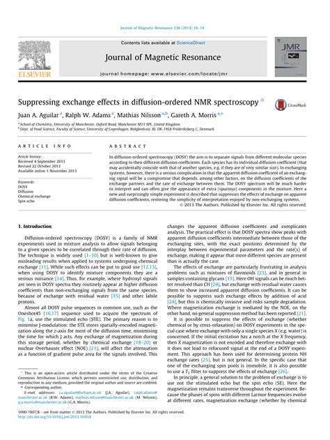 PDF Suppressing Exchange Effects In Diffusion Ordered NMR Spectroscopy