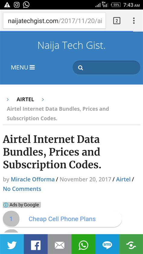 Check Out Airtel Latest Data Plans And Their Subscription Codes Phones Nigeria