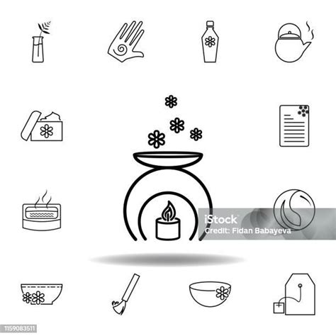 향기로운 촛불 기호 윤곽 아이콘입니다 스파와 휴식 일러스트 아이콘의 상세한 세트 웹 로고 모바일 앱 Ui Ux에 사용할 수 있습니다 Fashion Institute Of