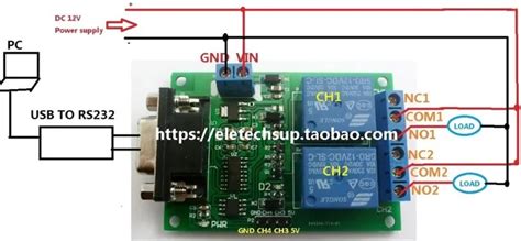 TB Channel Serial Port Relay Module DC V PC Computer USB RS