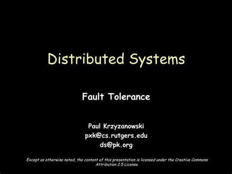 Fault Tolerance Distributed Computing Ppt