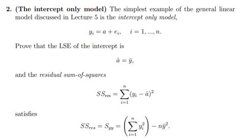 solved 2 the intercept only model the simplest example of